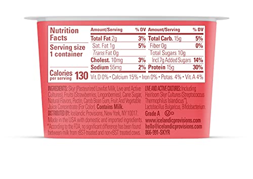 Icelandic Provisions, Strawberry and Lingonberry Thick and Creamy SKYR, 5.3 Ounce