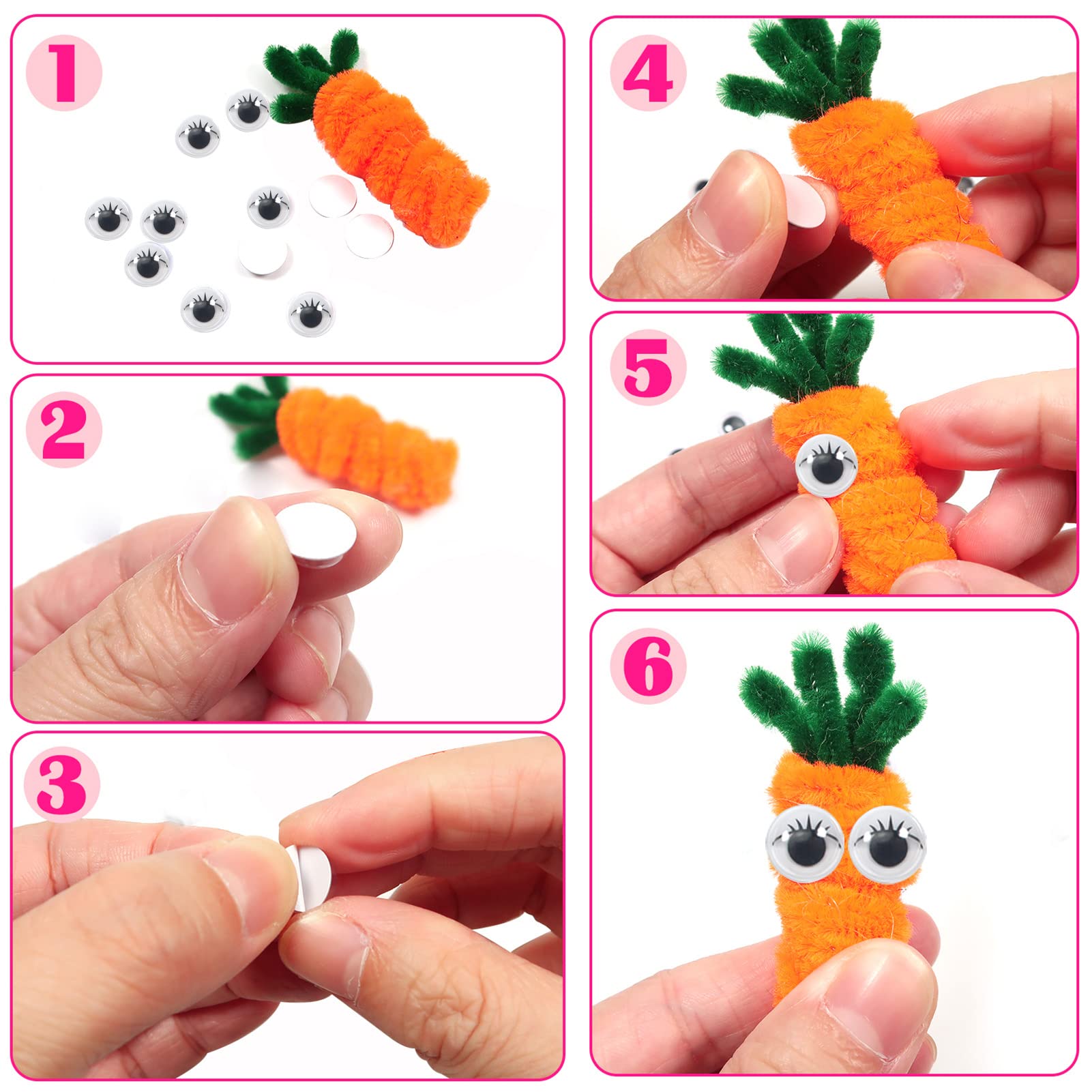 TOAOB 200pcs Black Wiggle Googly Eyes Self Adhesive with Eyelashes Round 8mm 10mm 12mm 15mm 20mm Plastic Sticker Eyes for DIY Crafts Scrapbooking Decoration