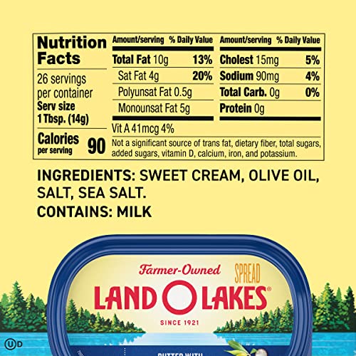 Land O Lakes Butter with Olive Oil & Sea Salt, Spreadable, 13 oz tub