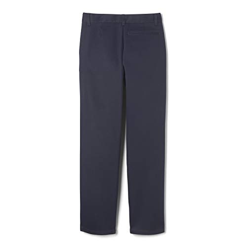 French Toast Big Boys' Flat Front Double Knee Pant with Adjacent Waist, Navy, 8