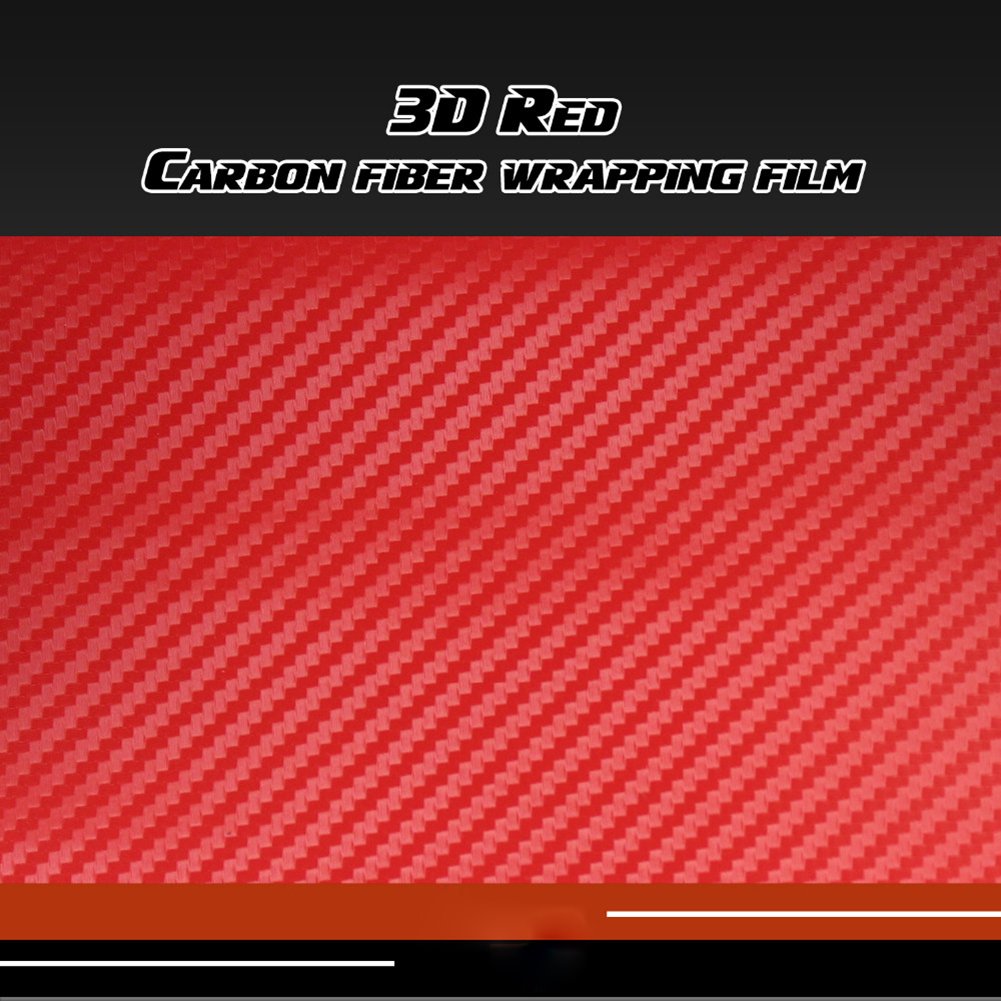 Silence Shopping 3D Carbon Fiber Vinyl Car DIY Wrap Sheet Roll Film Sticker Decal - Red Color 127X30cm 50"X11.8" (Red)