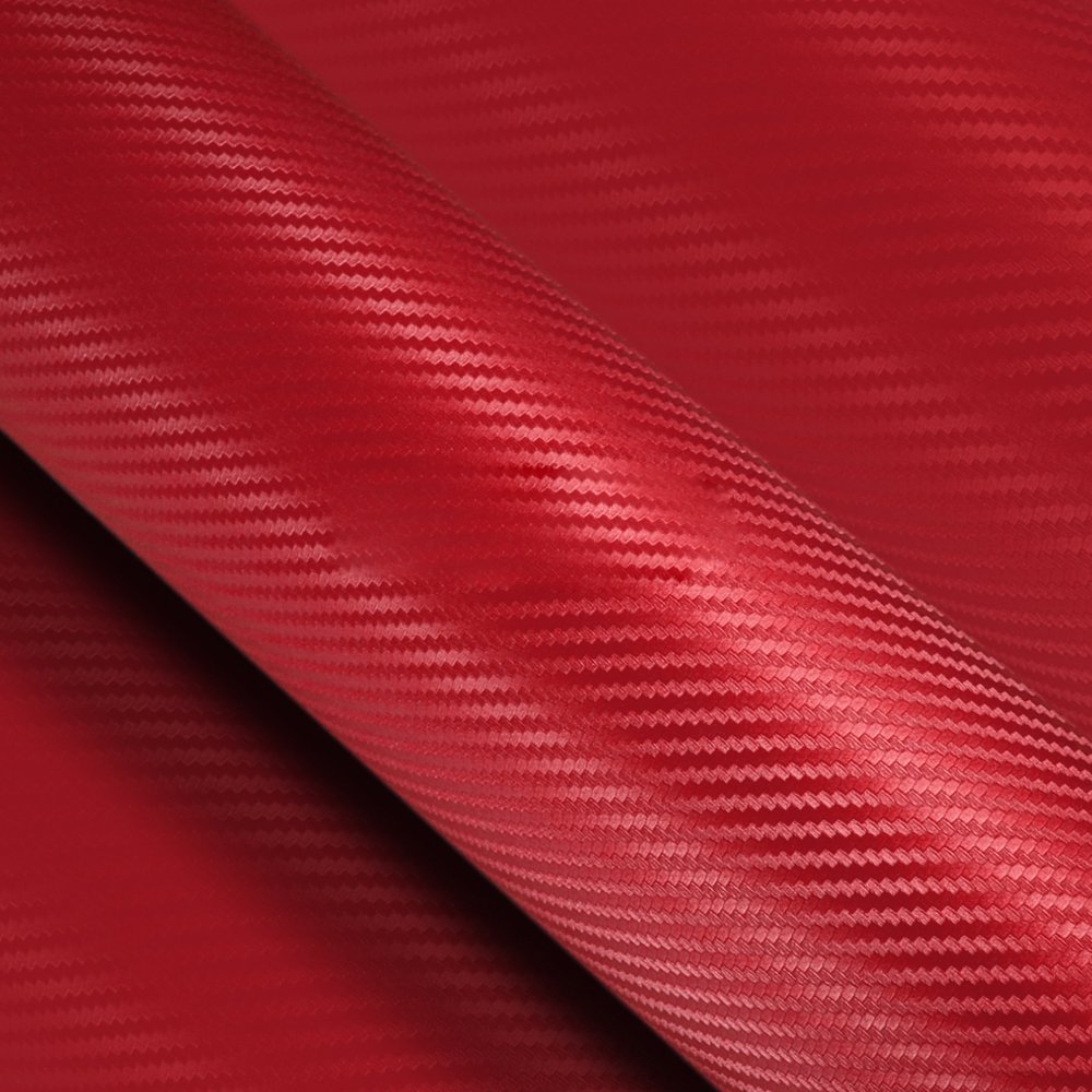 Silence Shopping 3D Carbon Fiber Vinyl Car DIY Wrap Sheet Roll Film Sticker Decal - Red Color 127X30cm 50"X11.8" (Red)