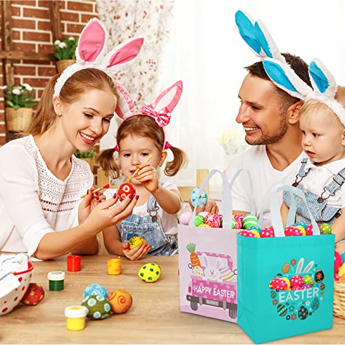 Easter Gift Bags with Handles for Kids - 9 Pack Easter Baskets, Easter Goodie Bags, Egg Hunt Bags, Easter Baskets Bulk, School Party Favors Supplies, 3 Styles, 3Pcs Each for Design 9"x10.2"x5.5"