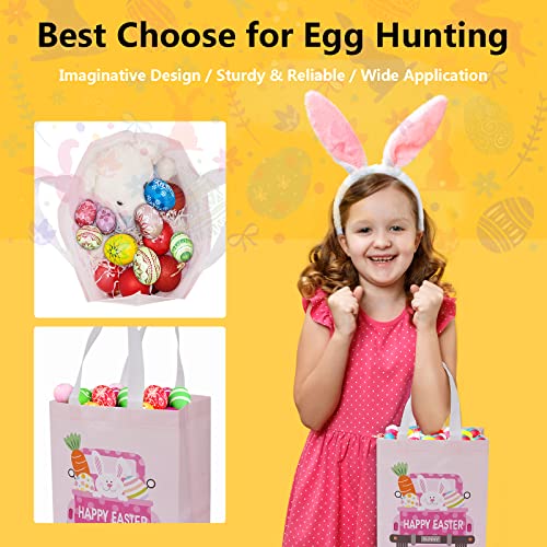 Easter Gift Bags with Handles for Kids - 9 Pack Easter Baskets, Easter Goodie Bags, Egg Hunt Bags, Easter Baskets Bulk, School Party Favors Supplies, 3 Styles, 3Pcs Each for Design 9"x10.2"x5.5"