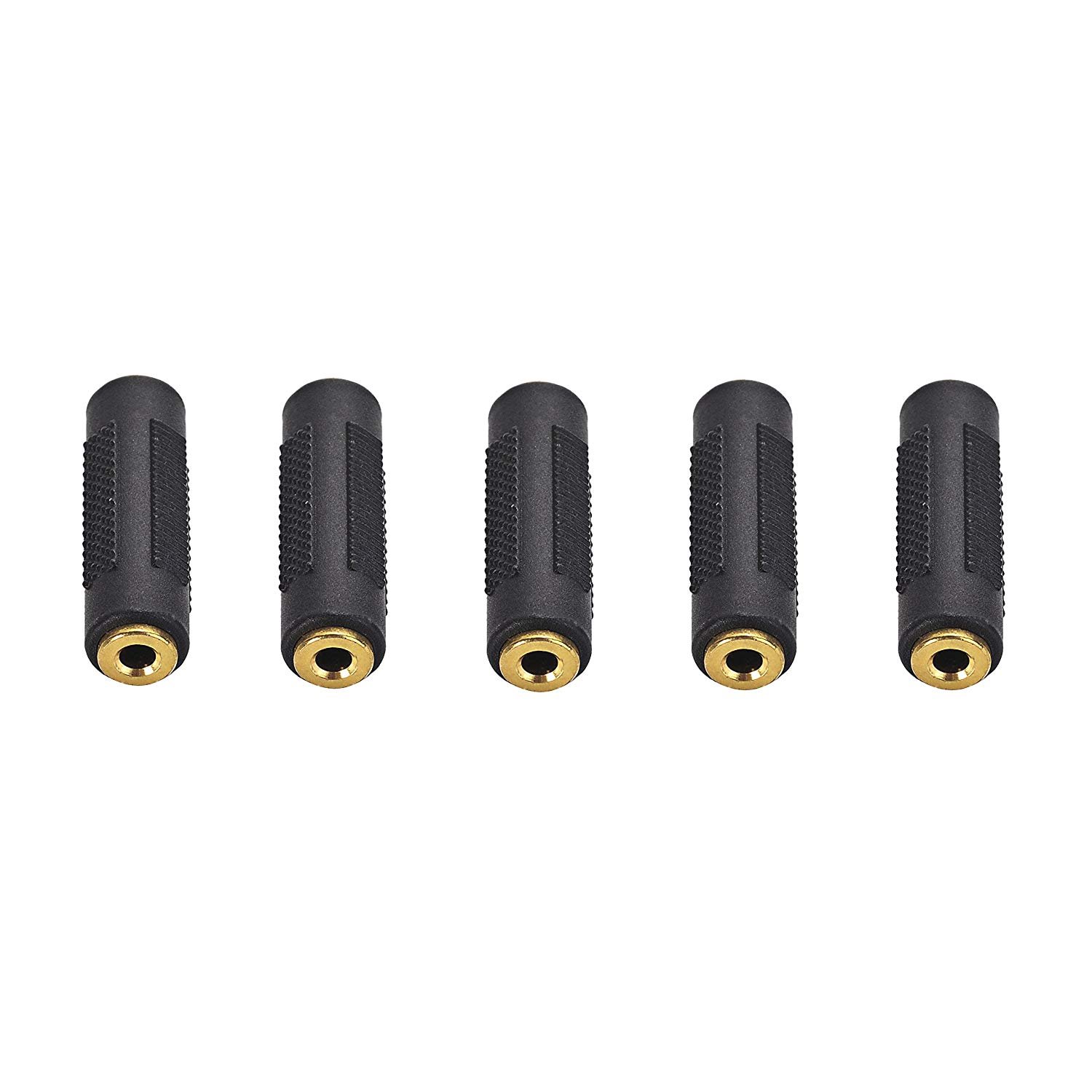 3.5mm F/F Stereo Coupler - 5 Pack Gold Plated 3.5mm Stereo Jack Female to Female Adapter Connectors