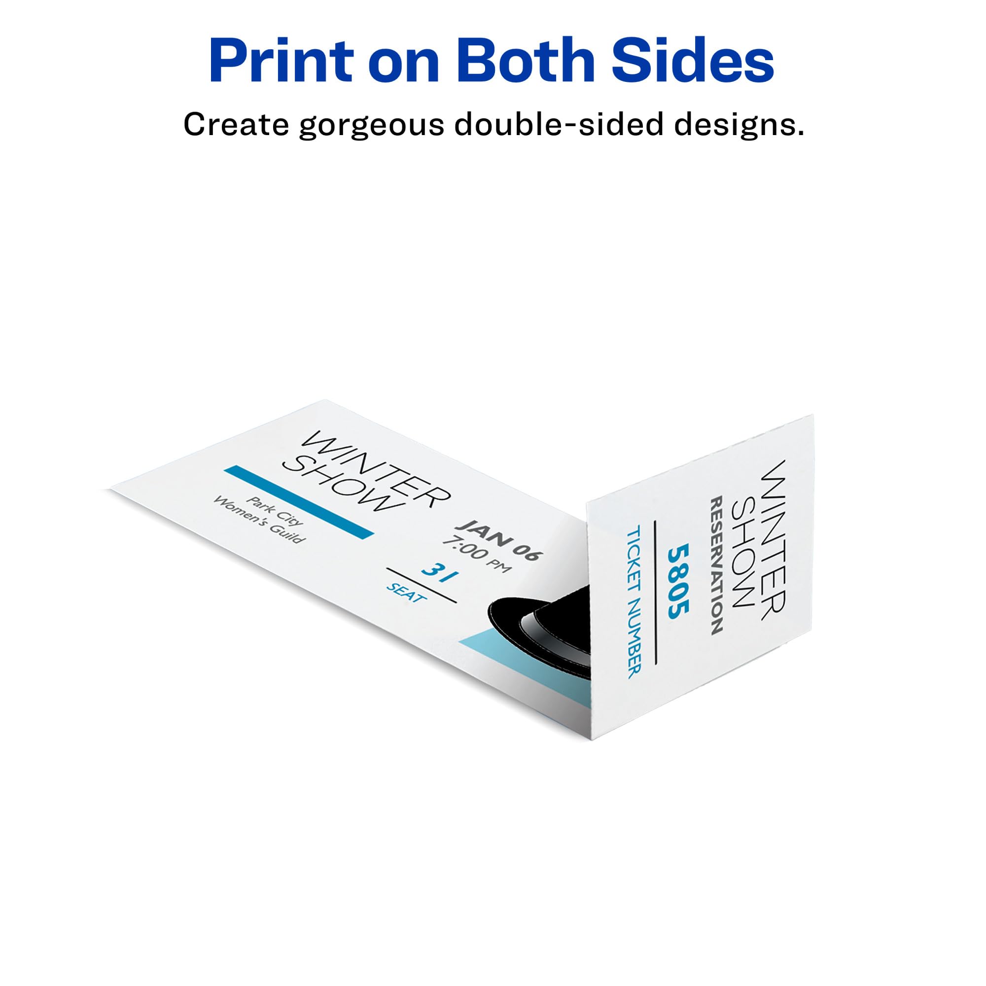 Avery Tickets with Tear-Away Stubs, 1.75" x 5.5", Matte White, Pack of 200 (16154)