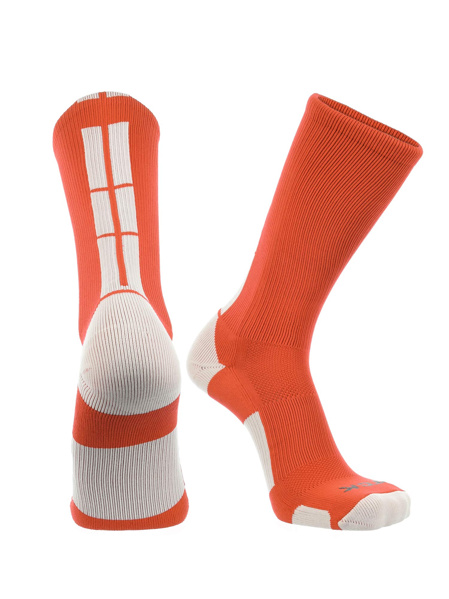 TCK Baseline 3.0 Athletic Crew Socks (Orange/White, Large)