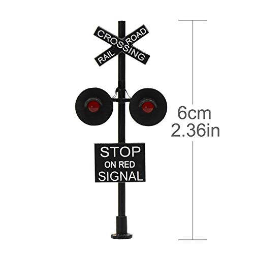 Evemodel JTD877RP 1 Set HO Scale Railroad Train / Track Crossing Sign 2 Heads LED Made + Circuit Board Flasher-Flashing Red Train Stop Signal Lights Decoration and Party