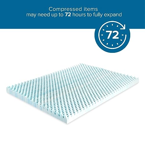 ZINUS 1.5 Inch Swirl Gel Cooling Memory Foam Mattress Topper, Cooling Airflow Design, CertiPUR-US Certified, Full, Light Blue