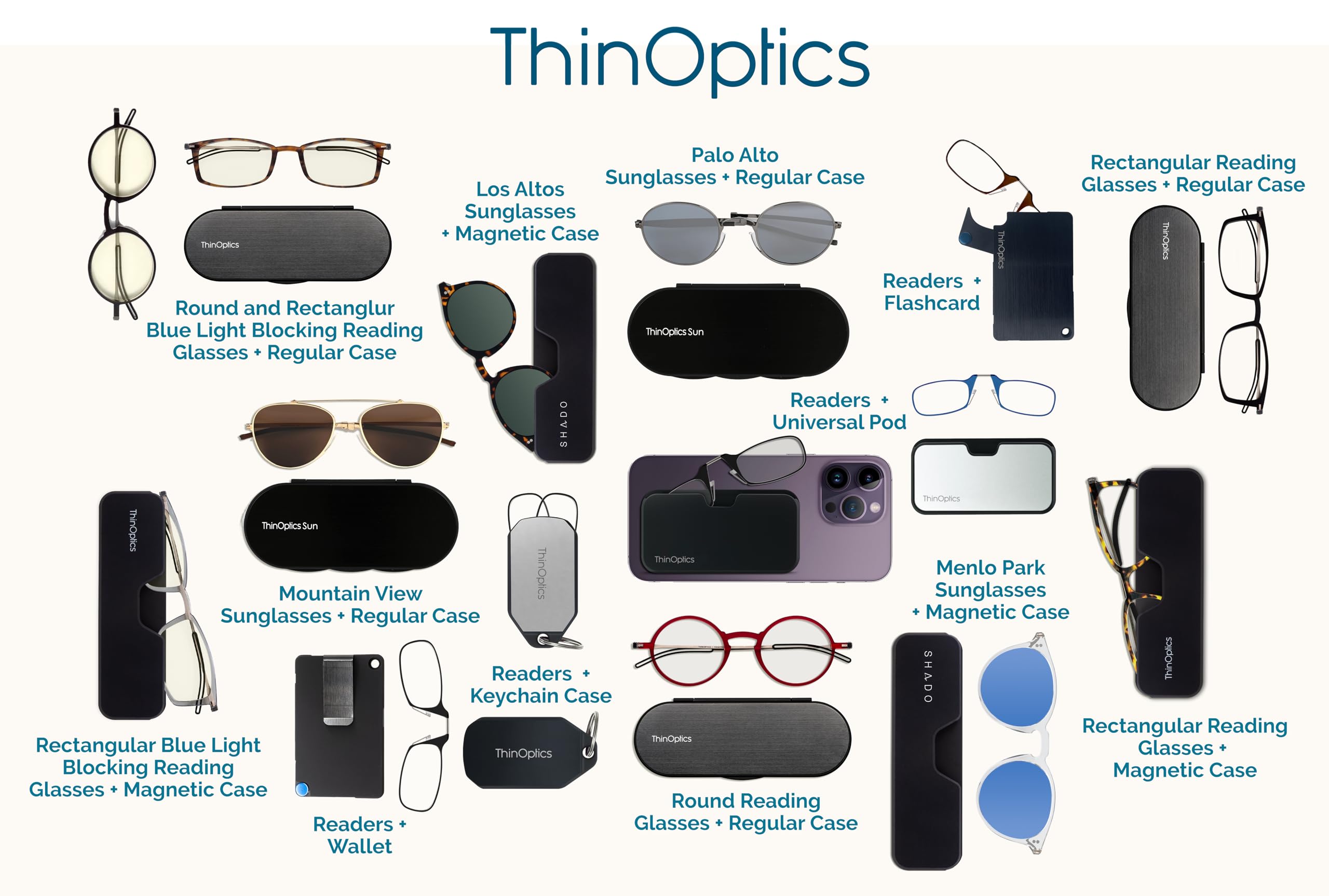ThinOptics Universal Pod Rectangular Reading Glasses