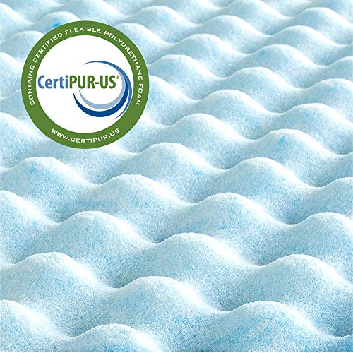 ZINUS 1.5 Inch Swirl Gel Cooling Memory Foam Mattress Topper, Cooling Airflow Design, CertiPUR-US Certified, Full, Light Blue