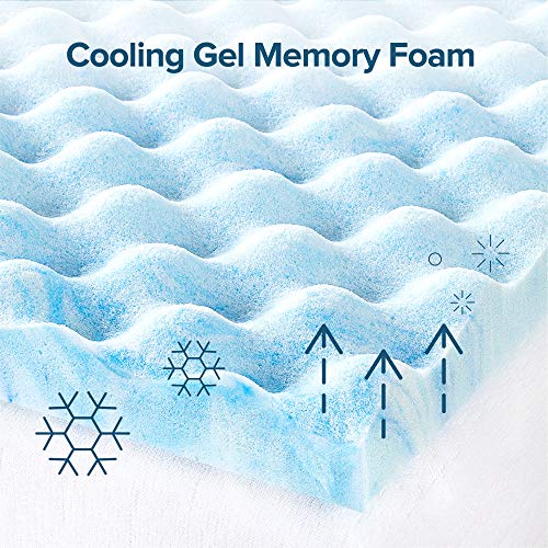ZINUS 1.5 Inch Swirl Gel Cooling Memory Foam Mattress Topper, Cooling Airflow Design, CertiPUR-US Certified, Full, Light Blue