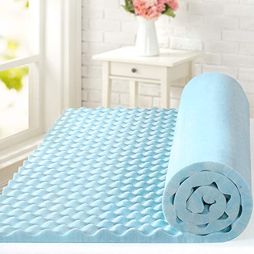 ZINUS 1.5 Inch Swirl Gel Cooling Memory Foam Mattress Topper, Cooling Airflow Design, CertiPUR-US Certified, Full, Light Blue