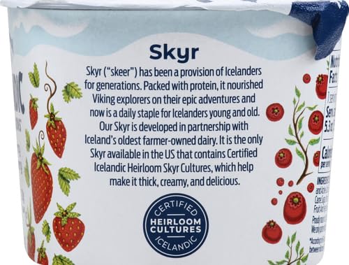 Icelandic Provisions, Strawberry and Lingonberry Thick and Creamy SKYR, 5.3 Ounce