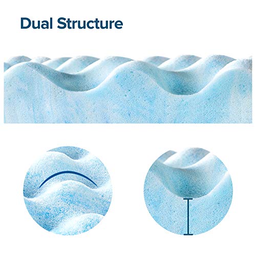 ZINUS 1.5 Inch Swirl Gel Cooling Memory Foam Mattress Topper, Cooling Airflow Design, CertiPUR-US Certified, Full, Light Blue