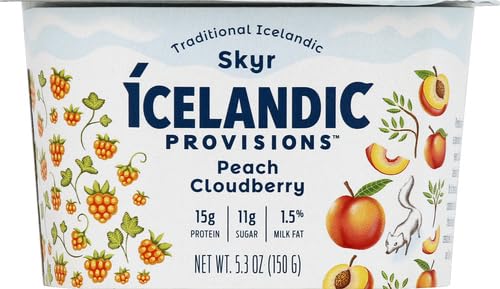 Icelandic Provisions, Peach and Cloudberry Thick and Creamy SKYR, 5.3 Ounce