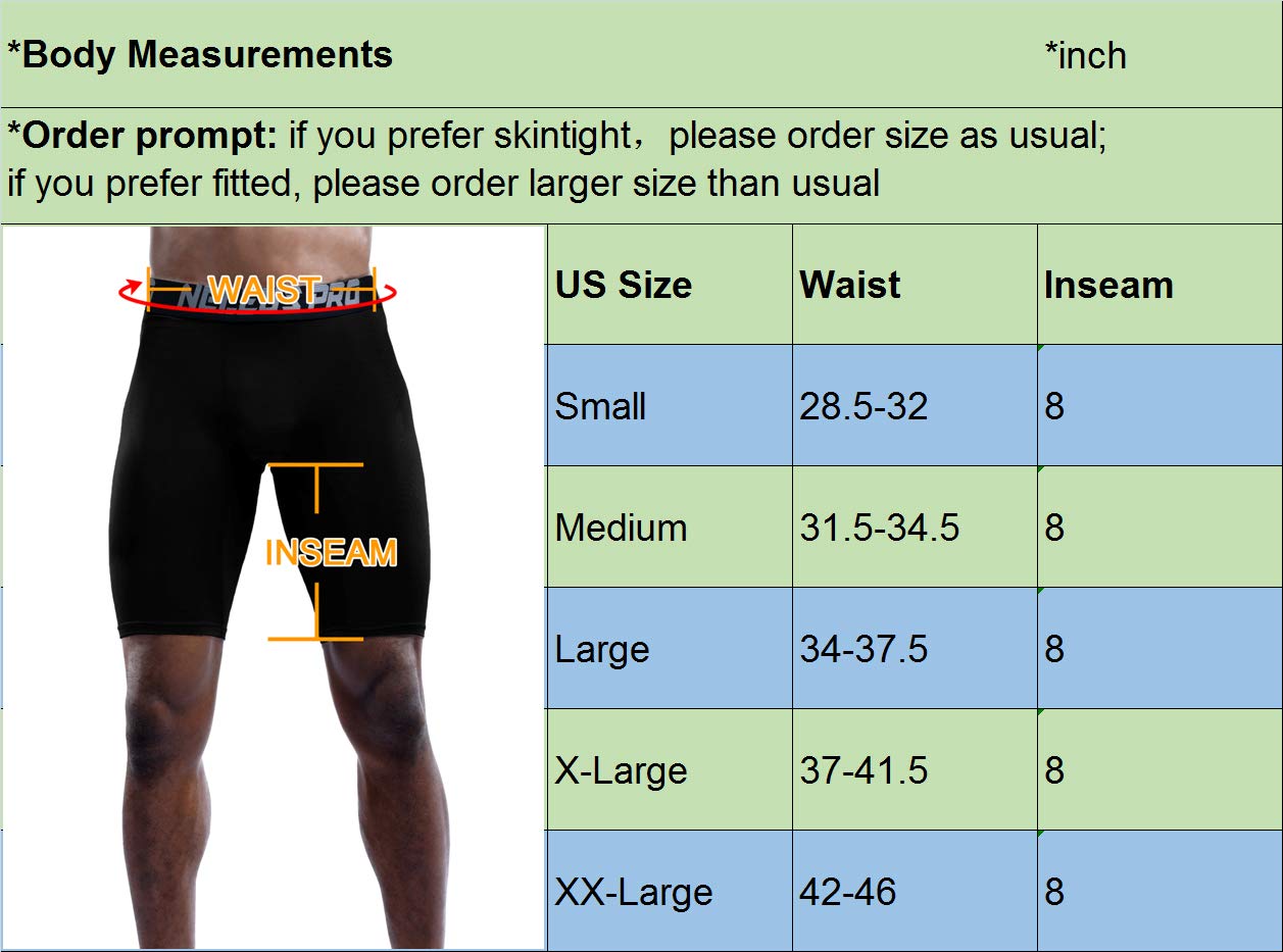 NELEUS Men's 3 Pack Athletic Compression Short,6028,Black,US M,EU L
