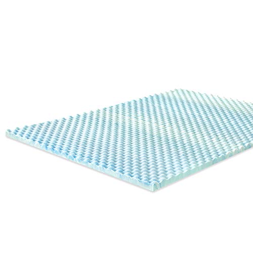 ZINUS 1.5 Inch Swirl Gel Cooling Memory Foam Mattress Topper, Cooling Airflow Design, CertiPUR-US Certified, Full, Light Blue