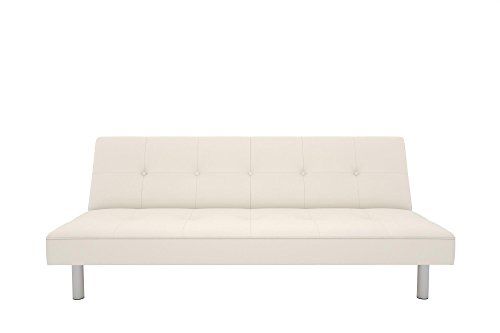 DHP Nola 69 Inch Futon Sofa Bed, Modern Armless Upholstered Couch Sleeper with Tufted Back and Seat for Small Spaces, Faux Leather, White