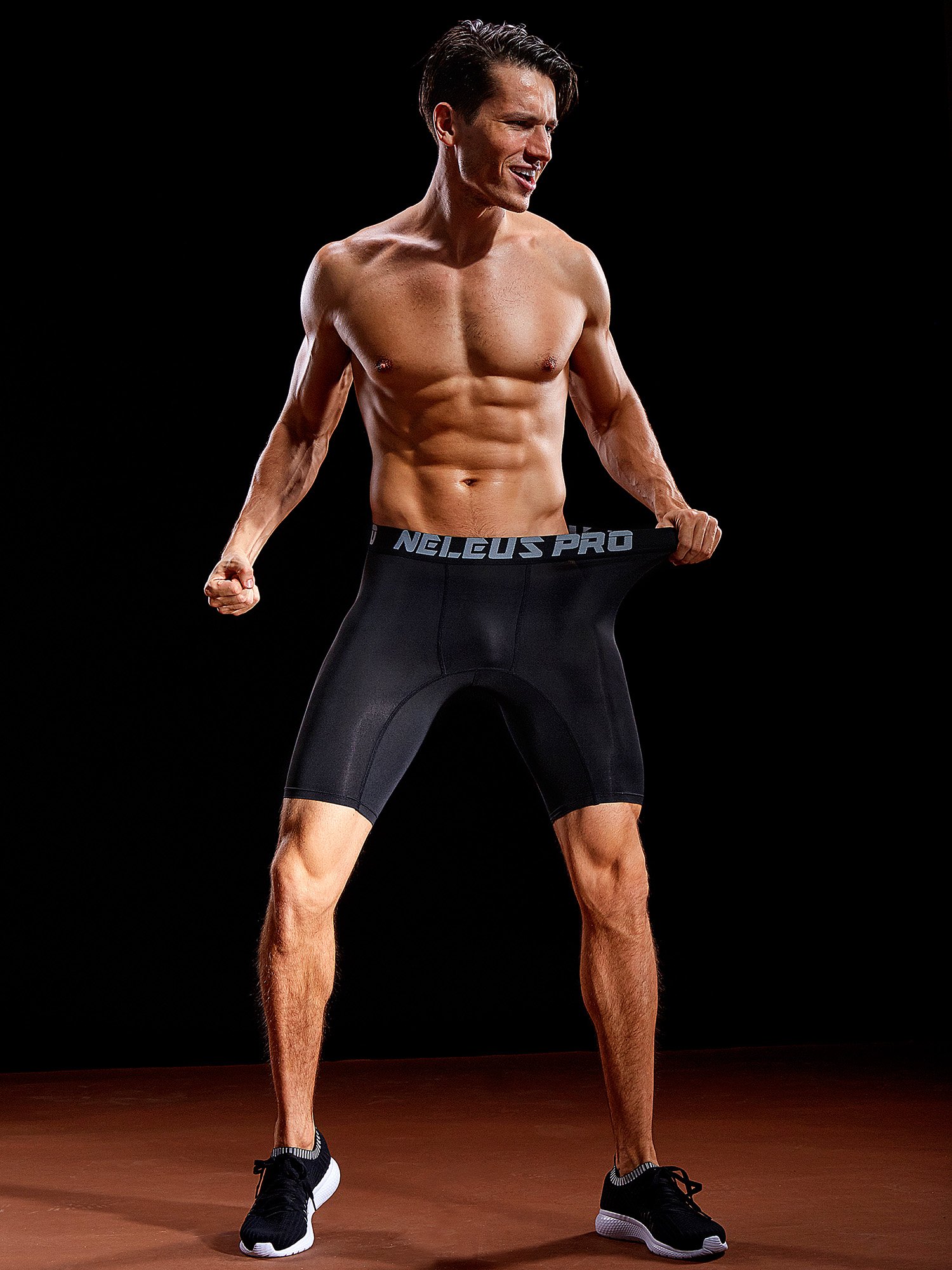NELEUS Men's 3 Pack Athletic Compression Short,6028,Black,US M,EU L