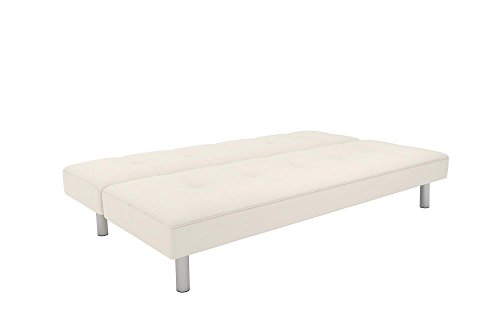 DHP Nola 69 Inch Futon Sofa Bed, Modern Armless Upholstered Couch Sleeper with Tufted Back and Seat for Small Spaces, Faux Leather, White