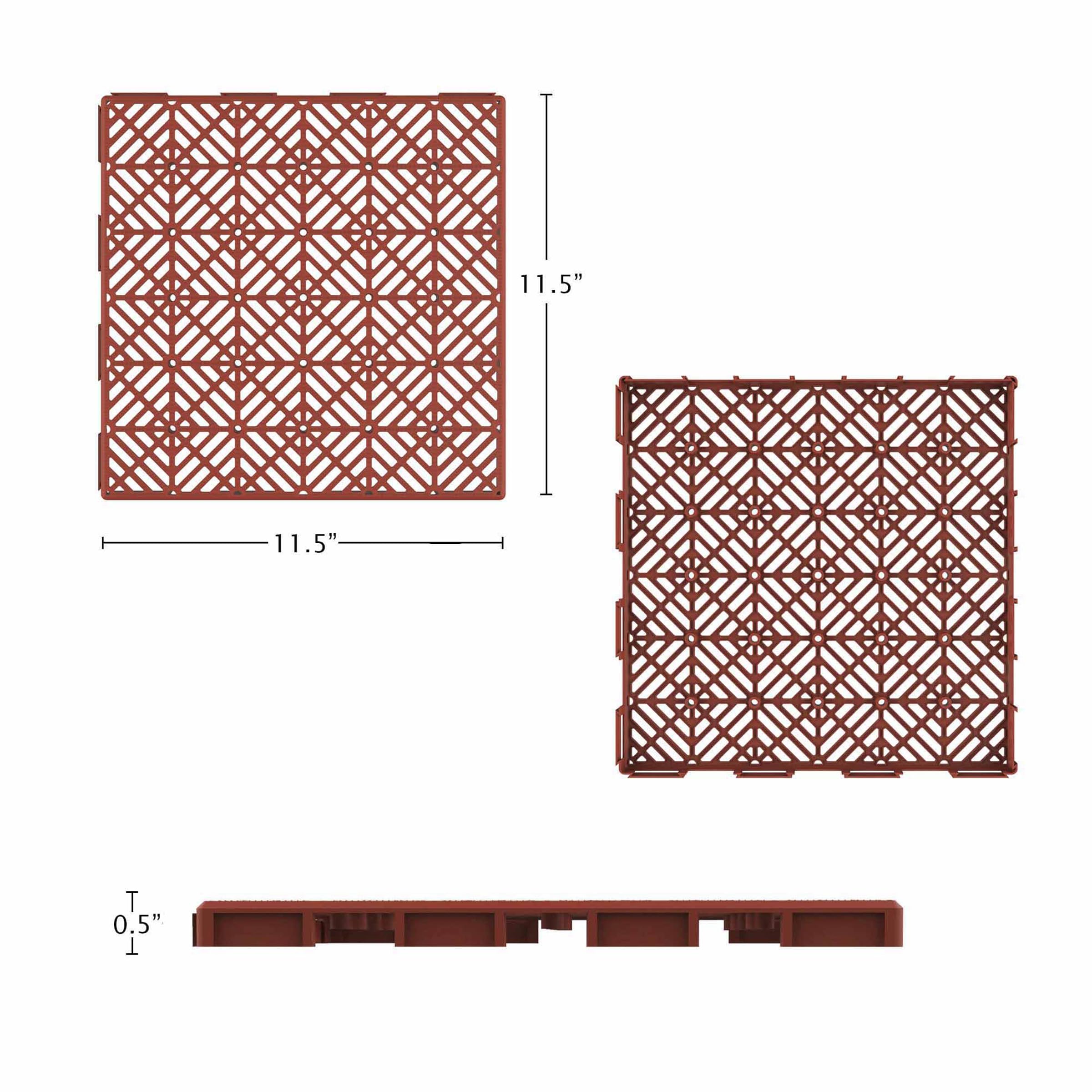 Deck Tiles - 6-Pack Pavers - Polypropylene Interlocking Patio Tiles - Outdoor Flooring for Patio, Porch, Garage, or Pool Deck by Pure Garden (Terracotta)