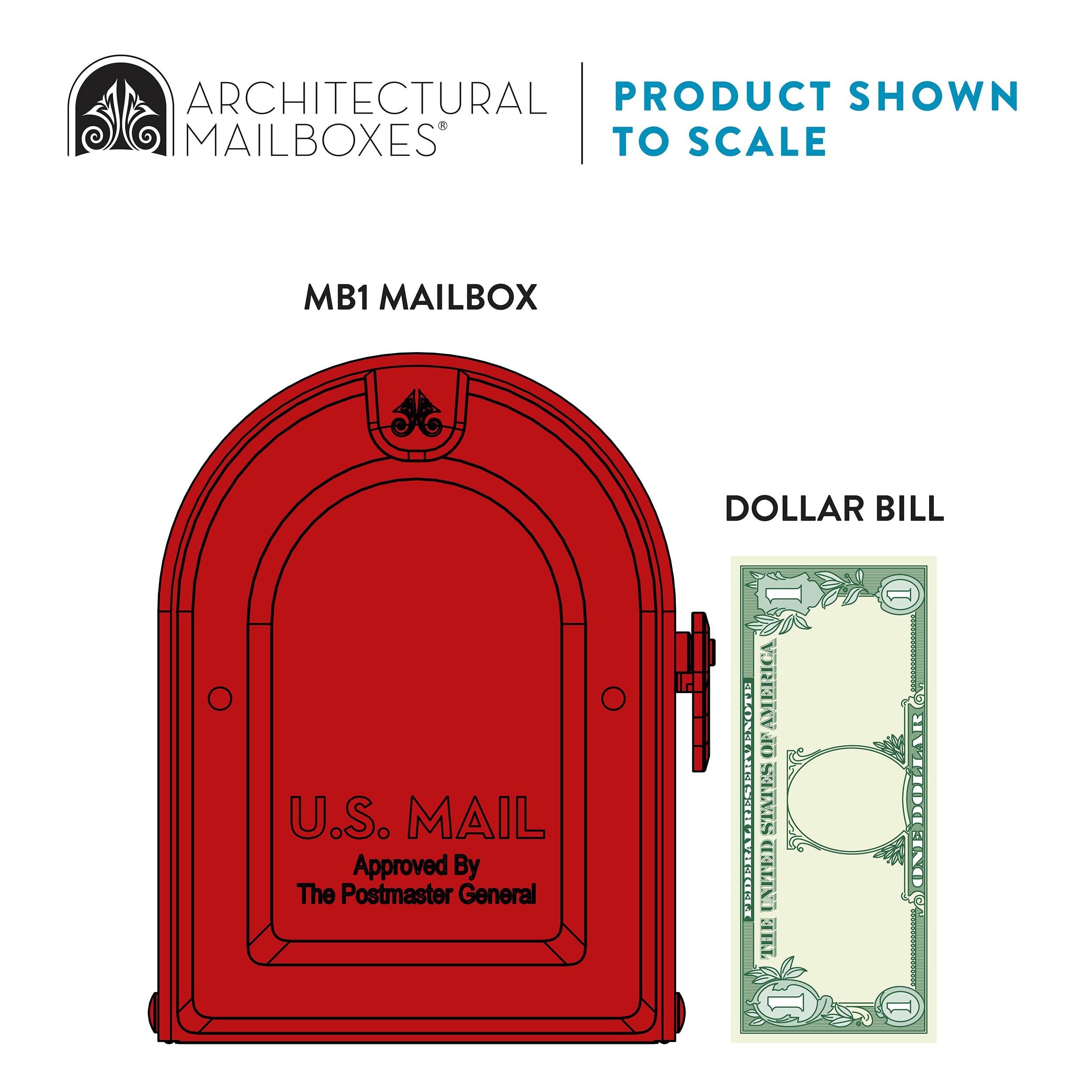 ARCHITECTURAL MAILBOXES 7600R MB1 Mailbox, Medium, Red