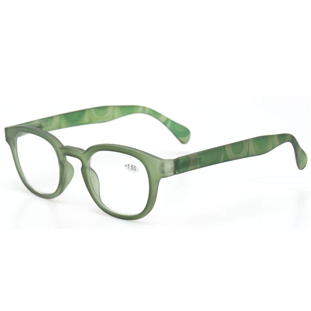 Kerecsen Reading Glasses Fashion Men and Women Readers Spring Hinge with Pattern Design Eyeglasses for Reading (5 Pack Mix Color, 2.0)