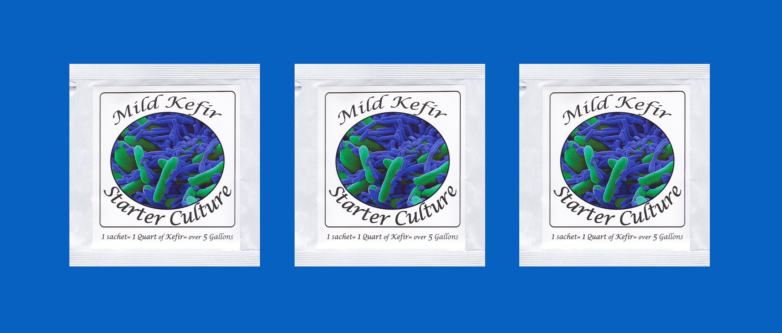 Kefir Starter Cultures - Pack of Freeze-Dried Culture Sachets For Creamy and Mild Milk Kefir (3 sachets)