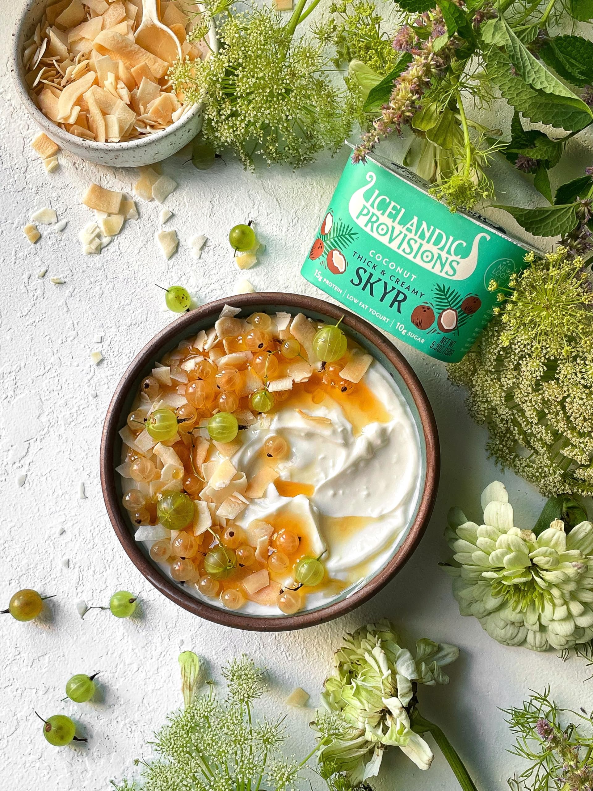 Icelandic Provisions 5.3oz Traditional Skyr Yogurt, Coconut, Icelandic Cultured Dairy Product With 15g Protein Per Serving | Thick & Creamy Texture | More Protein & Less Sugar Than Yogurt