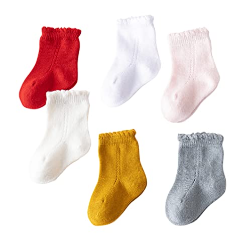 MOMSMENU Baby Socks Unisex Cotton Soft for Infant Toddlers Kids Boys Girls 0-12month 6 Pair