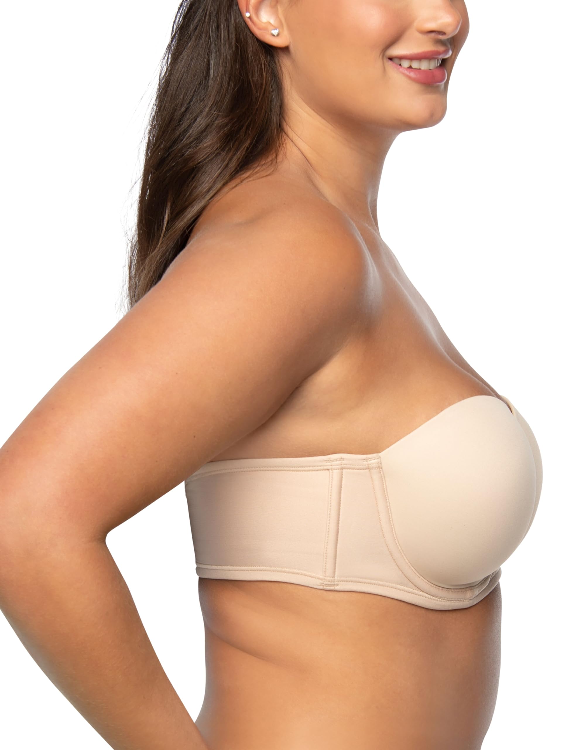 Vanity Fair Womens Beauty Back Smoothing Strapless Bra, 4-way Stretch Fabric, Lightly Lined Cups Up To H Bra, Rose Beige, 36C US