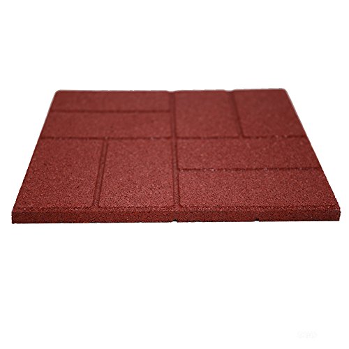 RevTime Dual-Side Garden Rubber Paver 16"x16" for Patio Paver, Step Stone and Walk Way, Safety Rubber Tile Red (6 PCS per Pack)