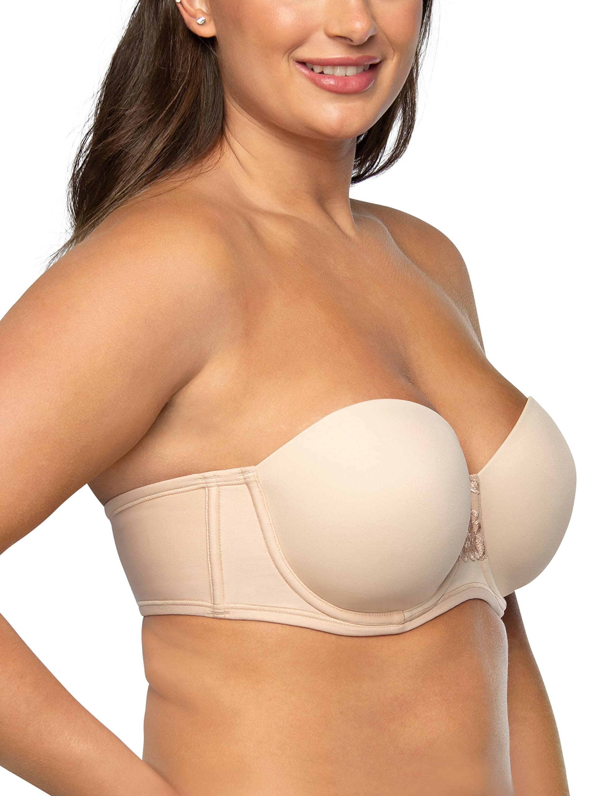 Vanity Fair Womens Beauty Back Smoothing Strapless Bra, 4-way Stretch Fabric, Lightly Lined Cups Up To H Bra, Rose Beige, 36C US