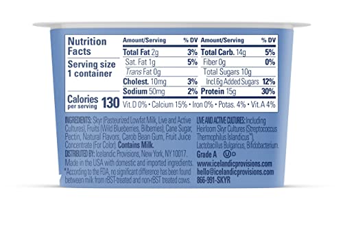 Icelandic Provisions, Wild Blueberry and Bilberry Thick and Creamy SKYR, 5.3 Ounce