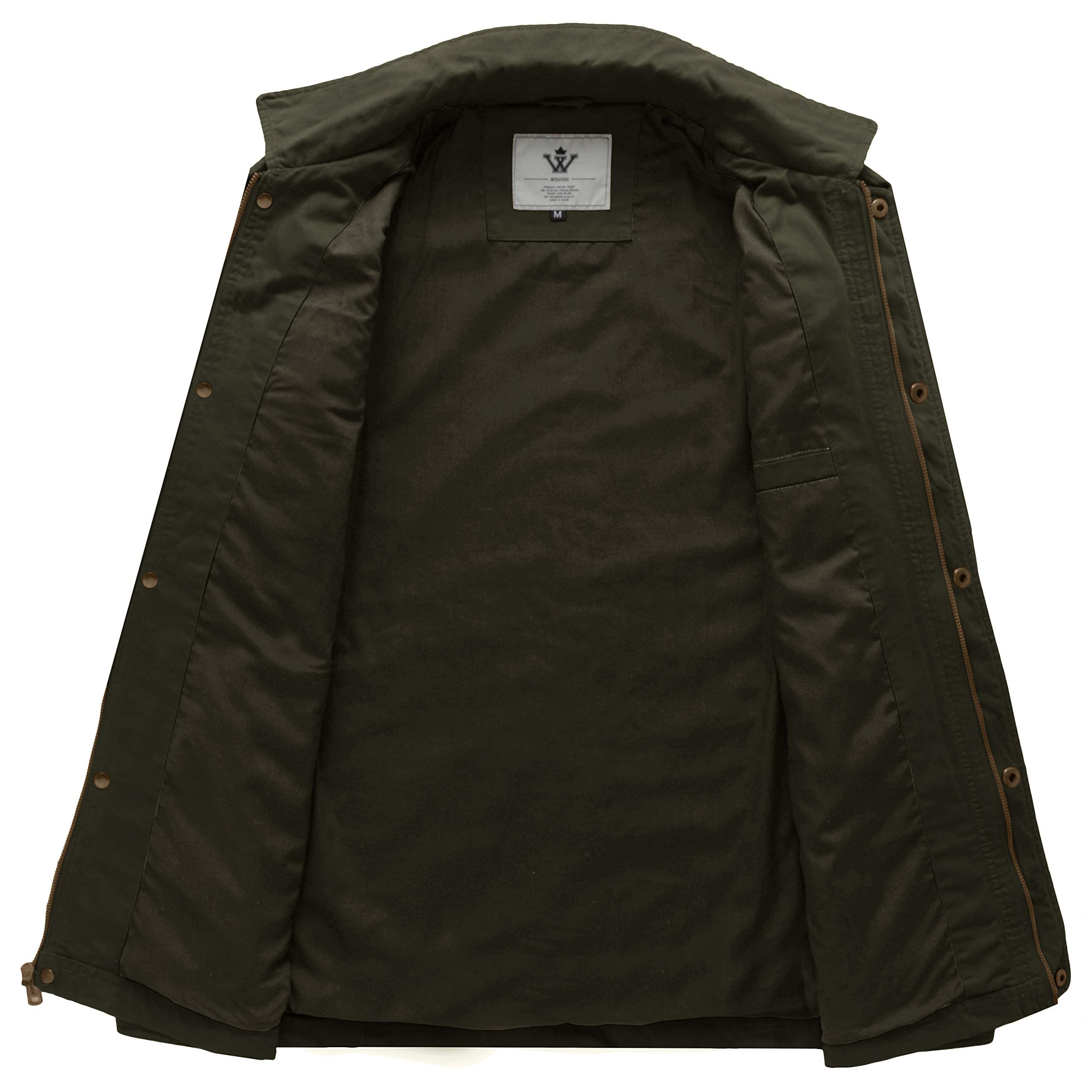 WenVen Men's Spring Aviator Cotton Commuter Jackets (Army Green, XL)
