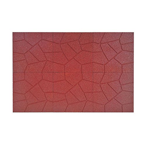 RevTime Dual-Side Garden Rubber Paver 16"x16" for Patio Paver, Step Stone and Walk Way, Safety Rubber Tile Red (6 PCS per Pack)