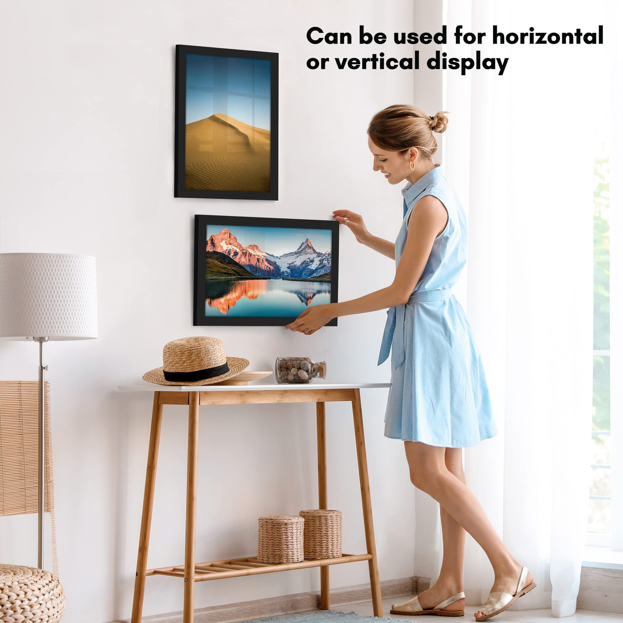 Americanflat 11x17 Picture Frame with Shatter-Resistant Glass - Gallery Style Frame with Engineered Wood - Signature Collection - Photo Frame for Wall Display - Black