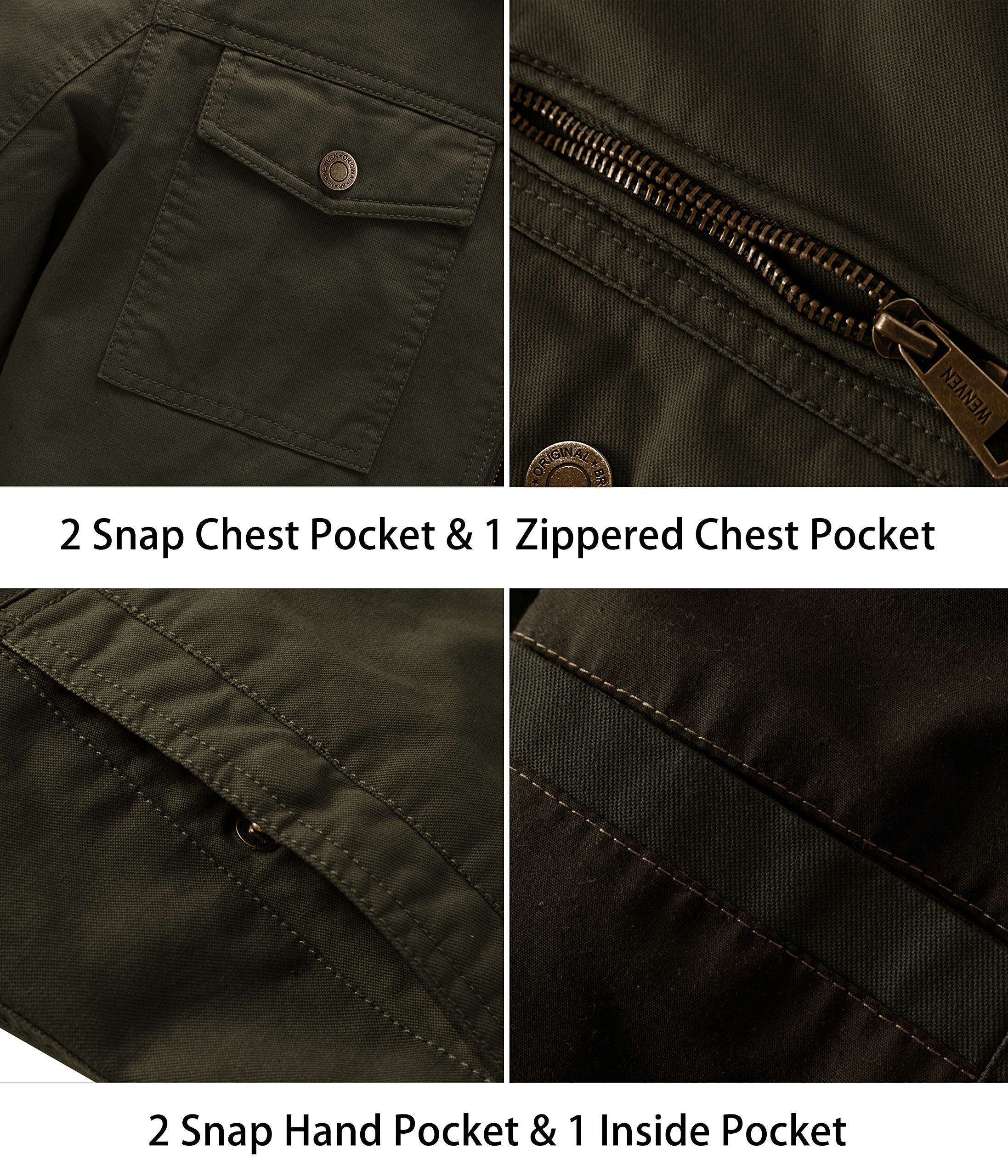 WenVen Men's Spring Aviator Cotton Commuter Jackets (Army Green, XL)