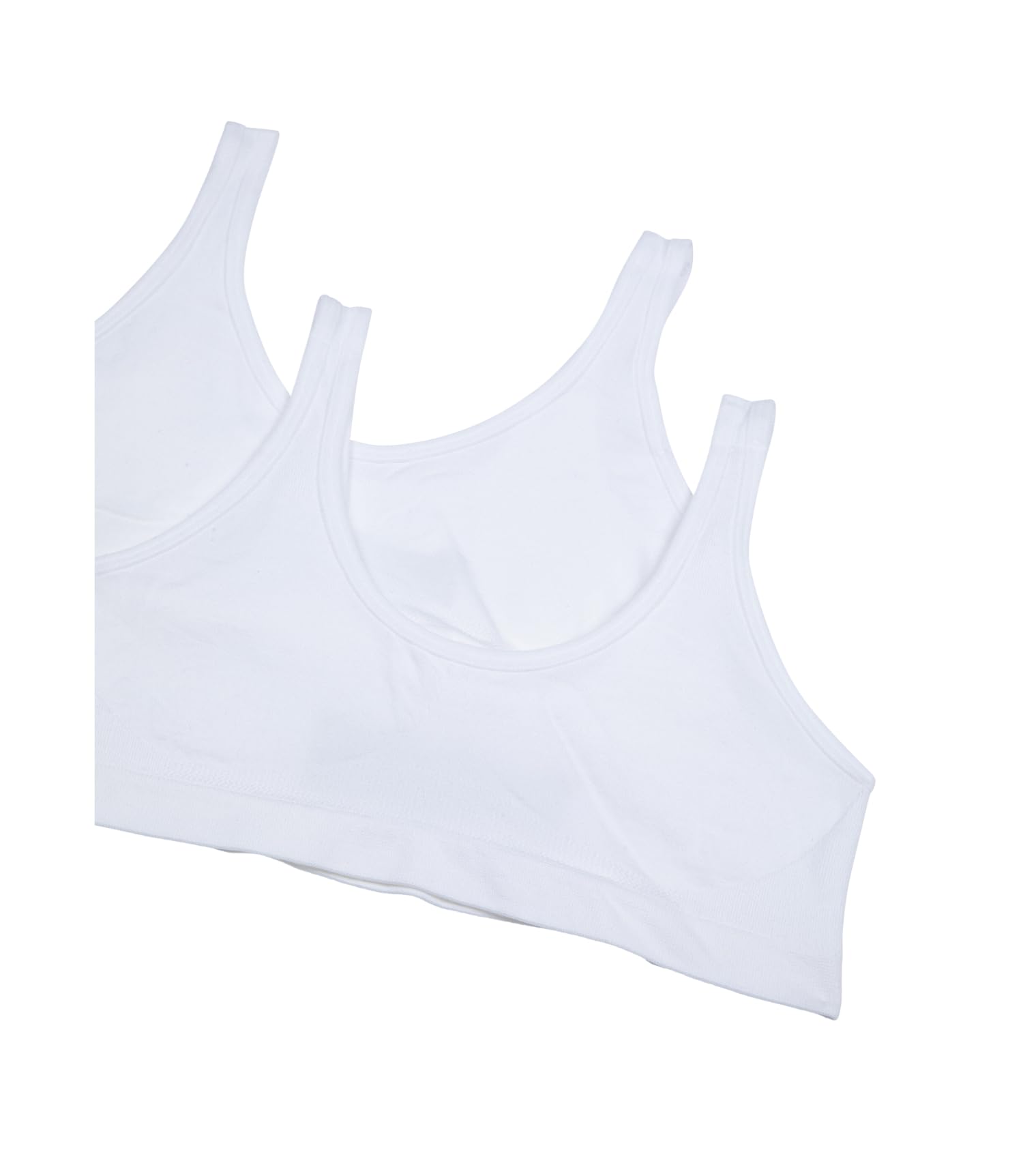 Hanes Girls' Big Seamless ComfortFlex Fit Cozy Pullover Bra 2-Pack, WHT/WHT, X Large