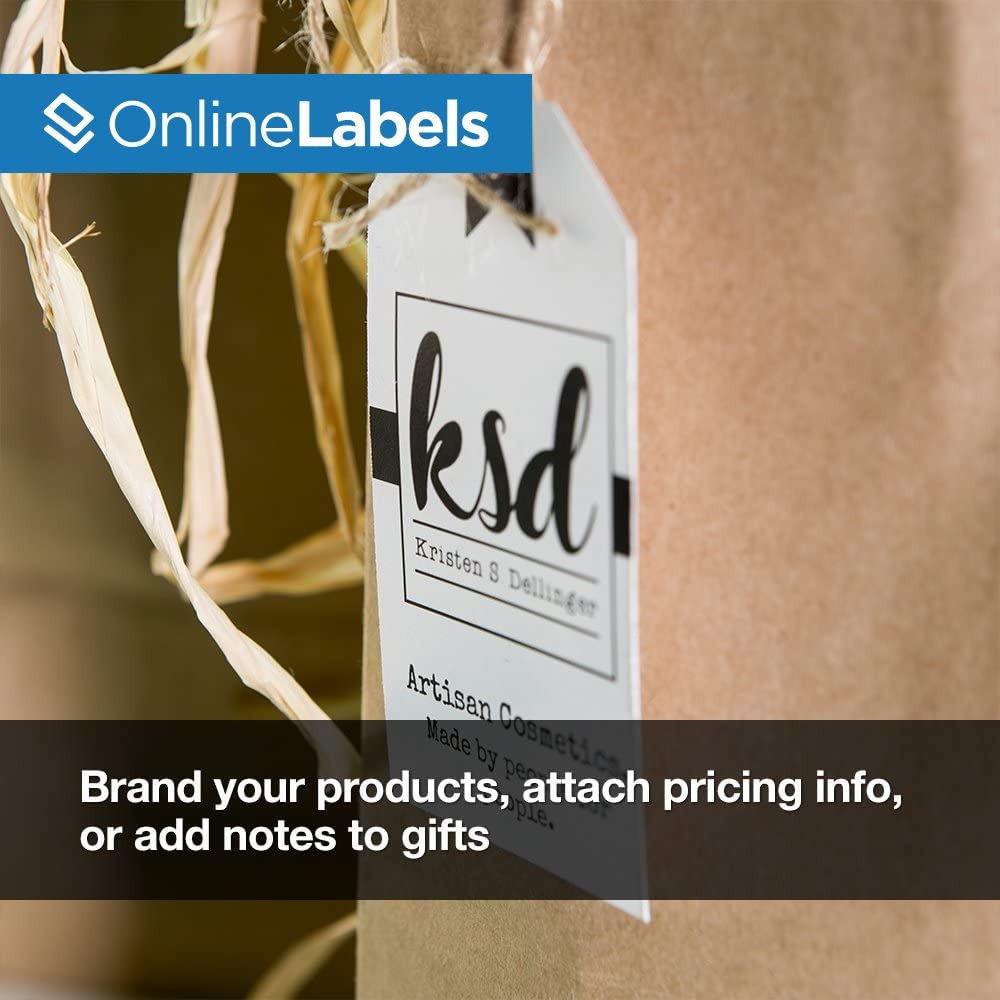 Printable Tags - 1.25 x 2 - Cardstock - Pack of 1,800, 100 Sheets - Inkjet/Laser Printer - Online Labels