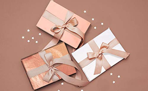 UNIQOOO 60 Sheets Assorted Metallic Rose Gold Pink Gift Wrapping Tissue Paper Bulk, Recyclable Durable, for Gift Bag Box Wrapping Crafts DIY, Wedding Birthday Party Favors, Tassel,Confetti, 20X26 Inch