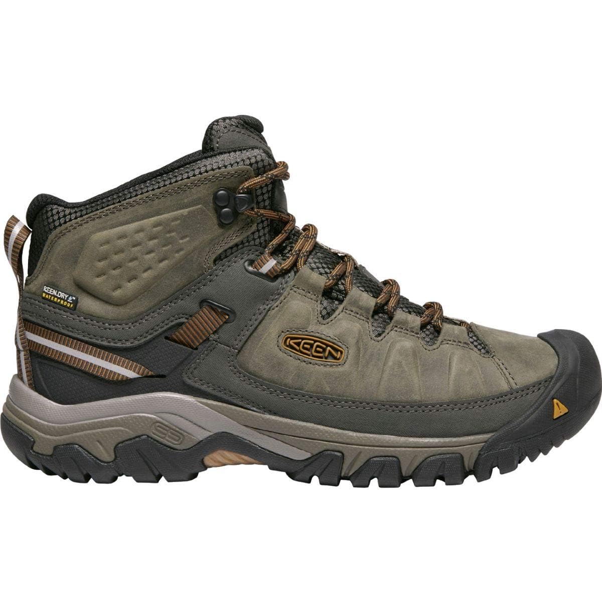 KEEN Men's Targhee 3 Mid Height Waterproof Hiking Boots, Black Olive/Golden Brown, 10.5