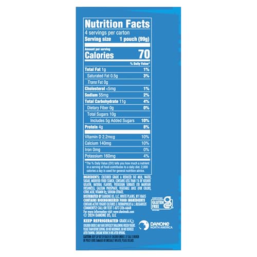 Danimals Squeezables Low Fat Yogurt Pouch, Cotton Candy, Gluten-Free,3.5 Oz, Pack of 4