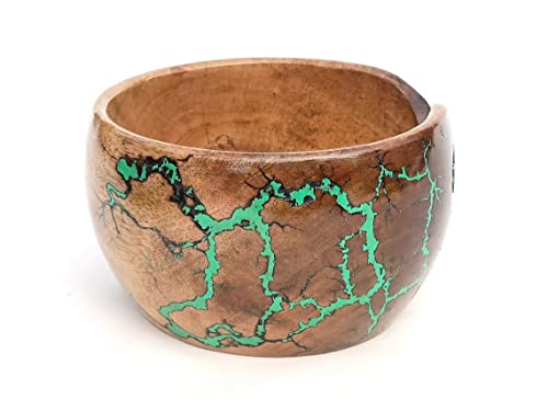 Rosewood Epoxy Resin Yarn Bowl for Multilple Uses - Lichtenberg Figure Yarn Bowl for Knitting and Crochet Holder/Yarn Storage Bowl (7"x4") (Green)