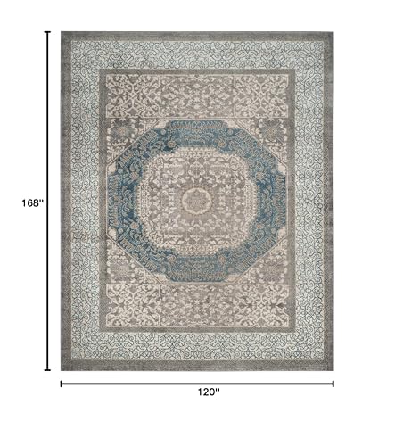 SAFAVIEH Sofia Collection 10' x 14' Light Grey/Blue SOF365A Vintage Oriental Distressed Non-Shedding Living Room Bedroom Dining Home Office Area Rug