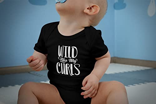 Luxxology Wild Like My Curls Baby Infant Bodysuit, Charcoal 12M