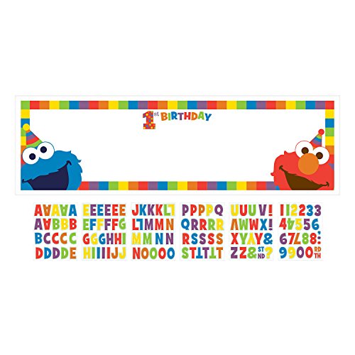 Sesame Street "Elmo Turns One" Personalized Giant Banner Kit, Birthday, 65" x 20"