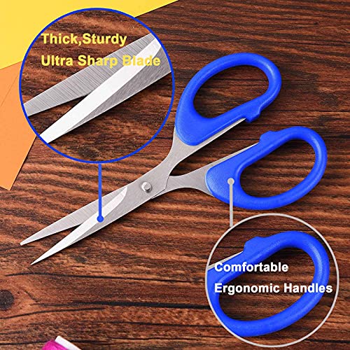 Household Scissors Set of 3, All-Purpose Scissors with Stainless Steel Razor Blades,Suitable for School, Office, Crafting and Family Daily Use, 4.7/5.5/6.3inch, Blue
