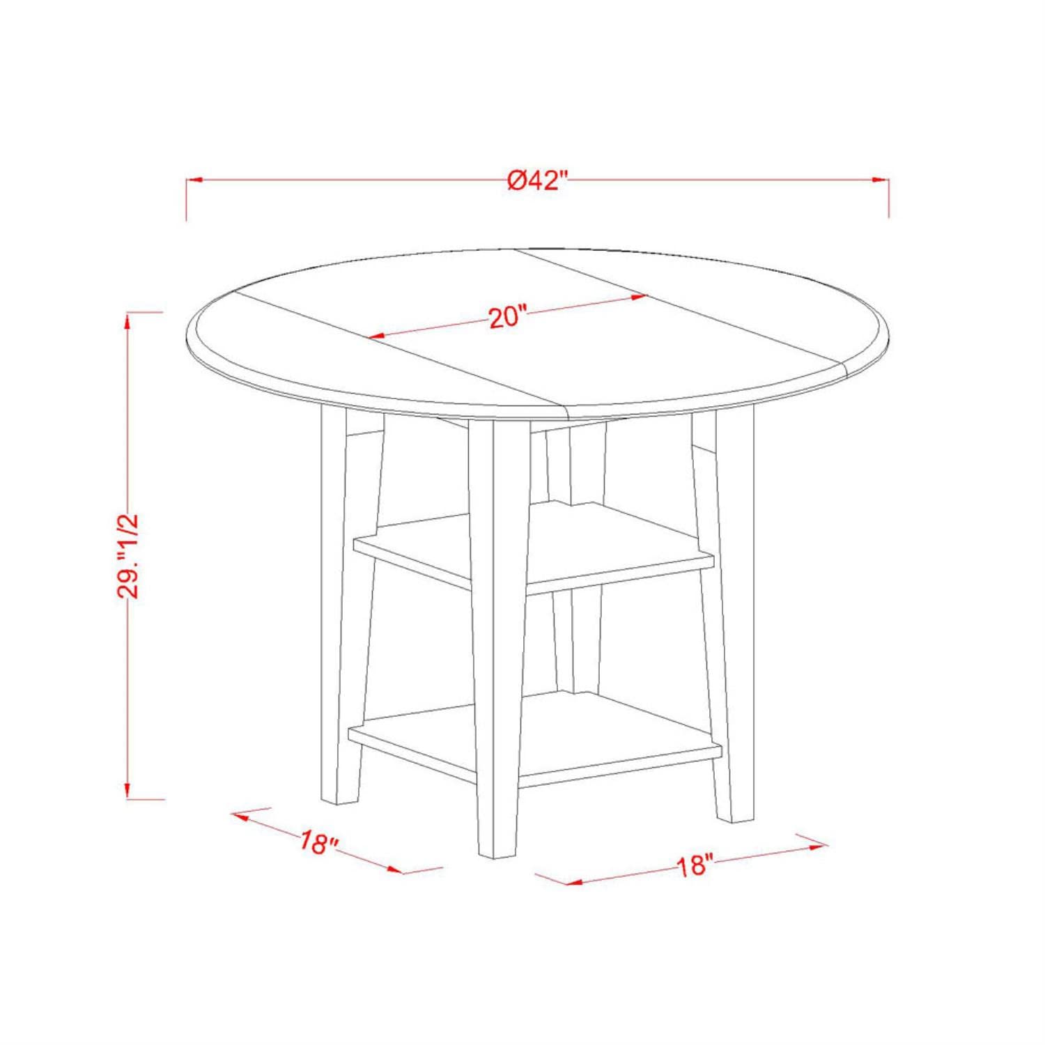 East West Furniture SUDO3-BCH-W 3 Piece Dining Set Contains a Round Dining Table with Dropleaf & Shelves and 2 Kitchen Chairs, 42x42 Inch, Black & Cherry
